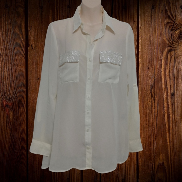 Ali & Kris | Tops | Bogo Free Ali Kris Long Sleeve Sheer Top W Sequins ...